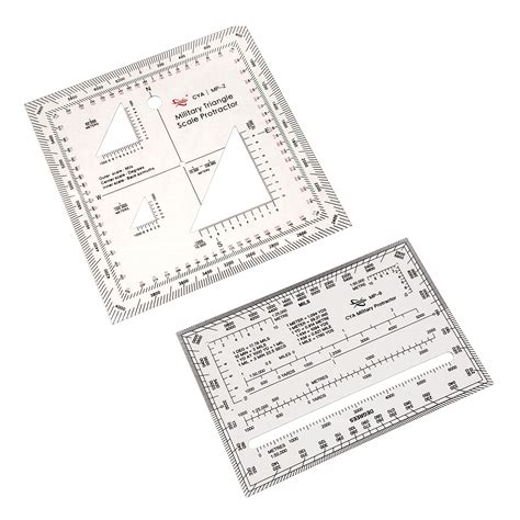 Military Map Protractor 2 Pack Set Coordinate Scales For Map Reading