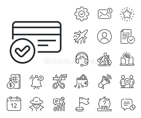 Approved Credit Card Line Icon Accepted Payment Methods Sign
