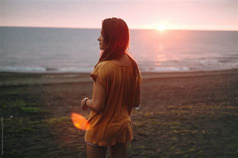 Woman Beach Portrait With Nice Sunset Light By Stocksy Contributor Easy 2 Shoot Stocksy