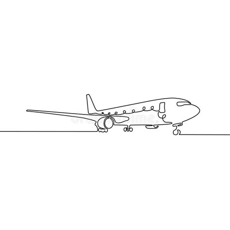 Dessin Au Trait Continu Davion à Réaction Illustration De Vecteur