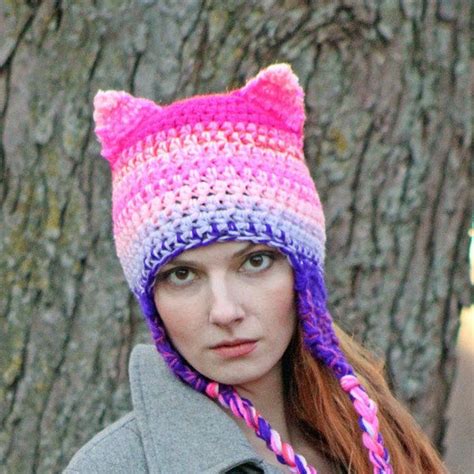 Pink Pussy Cat Hat Etsy