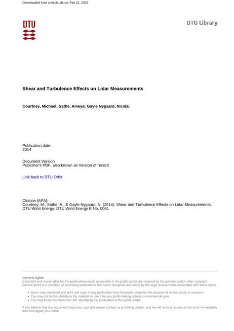 Pdf Shear And Turbulence Effects On Lidar Measurements Dokumen Tips