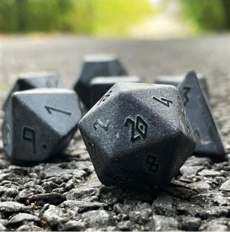 Black Obsidian Raised 7 Piece Rpg Set Gemstone Dice Gopher Games