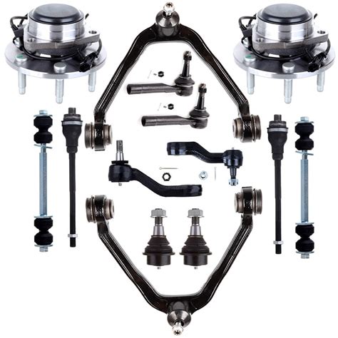 Scitoo Pcs Front Upper Control Arm Idler Pitman Arm Tie Rods Sway Bar Links Wheel Bearing Hub