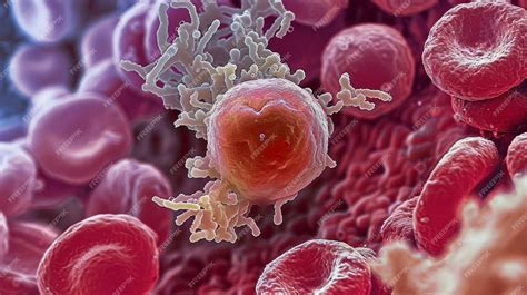 A Microscopic View Of A Platelet A Small Discshaped Cell That Aids In Clotting Surrounded By Red