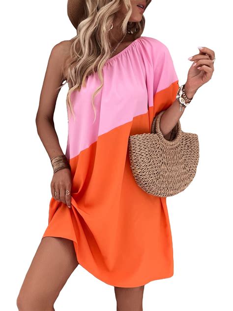 Soly Hux Womens Color Block Puff Short Sleeve Dress Casual Summer