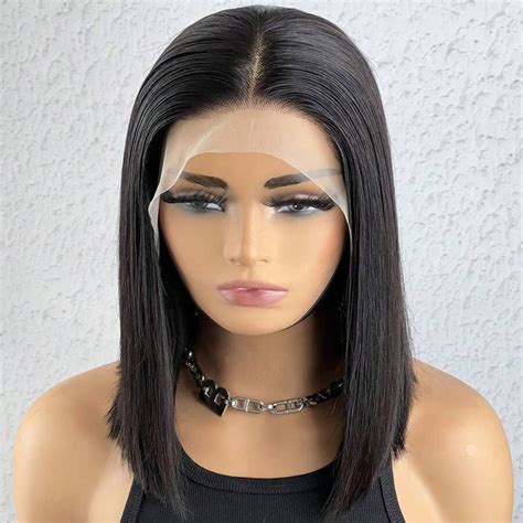 Peluca De Cabello Humano Bob Con Cierre De Encaje 13x4 Peluca De