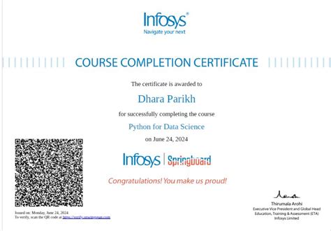 Dhara Parikh On Linkedin Completed Course On Python For Data Science