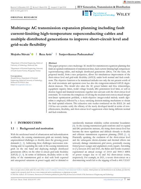 Iet Generation Trans Dist 2024 Shivaie Multistage Ac Transmission Expansion Planning