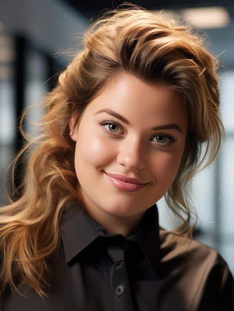 Premium Photo A Woman In A Black Shirt Posing For The Camera