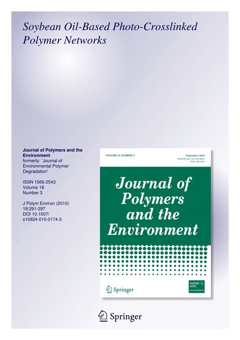 Pdf Soybean Oil Based Photo Crosslinked Polymer Networks