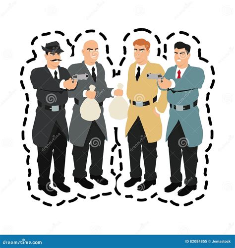 Inspector Police And Thief Cartoon Design Stock Vector Illustration