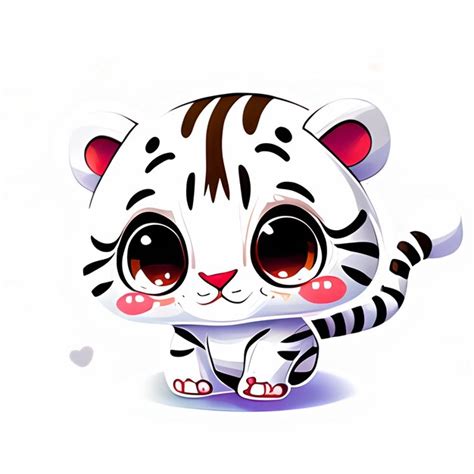 Cute White Tiger Character Illustration Premium Ai Generated Psd