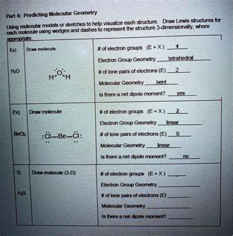 Solved Ipirt Predicting Molecular Geometry To Help Visualize Each