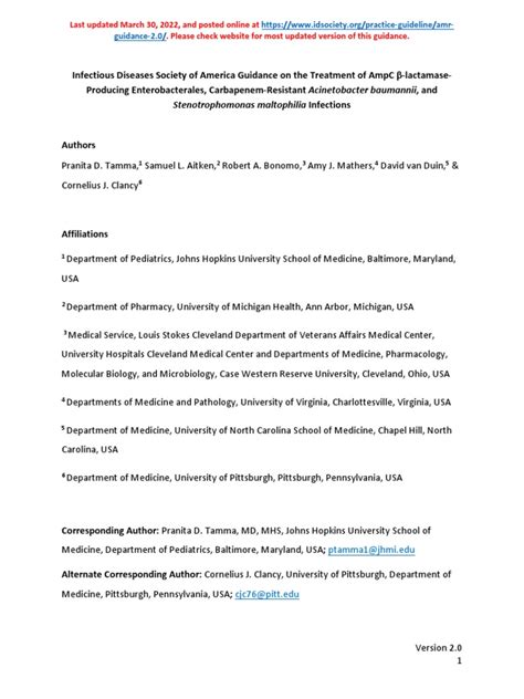 Idsa Amr Guidance V2 0 Pdf Antimicrobial Resistance Beta Lactamase