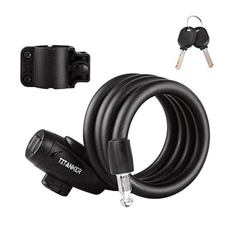 Titanker Bike Lock Bike Locks Cable Lock Coiled Secure Keys Bike Cable