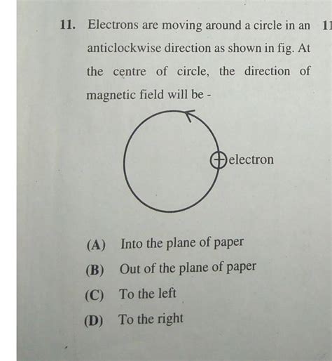 Electrons Are Moving Around A Circle In An Anticlockwise Direction As Sho