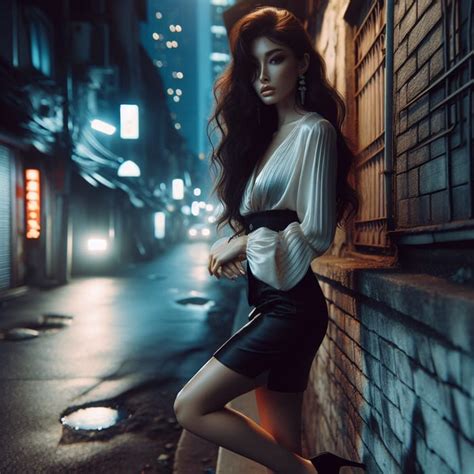Mysterious Urban Night Intriguing Prostitute In Mini Skirt Ai Art