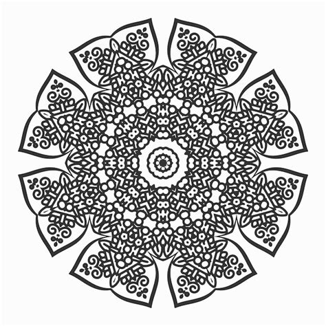 幾何学的な花の形の曼荼羅の背景を着色するベクトル プレミアムベクター