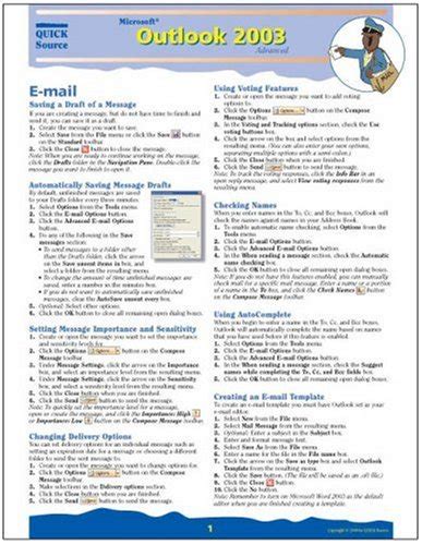 Microsoft Outlook 2003 Advanced Quick Source Guide by Quick Source ...