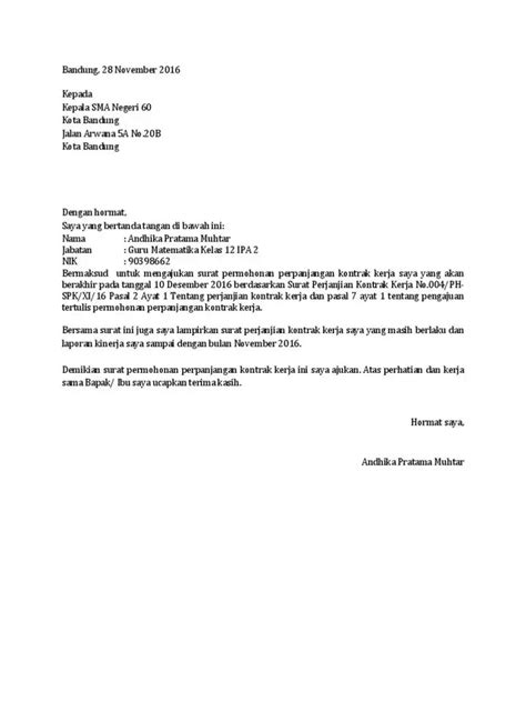 Contoh Surat Tidak Sambung Kontrak Kerja Contoh Surat Sambung Kontrak