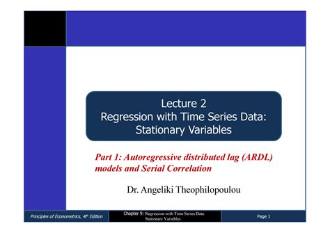 Lecture 2N ARDL Serial Correlation Principles Of Econometrics 4th