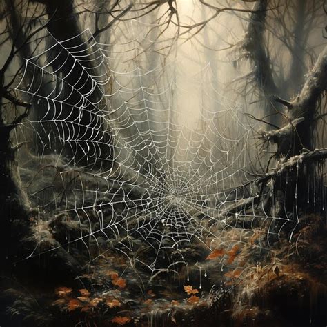 Premium Photo Cobweb With Black Spider