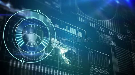 animation of scope scanning and data processing on screen stock footage