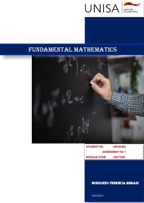 Mat1501 Assignment 1 Module Code Eng Nonkonzo Venencia Mngadi 4 22