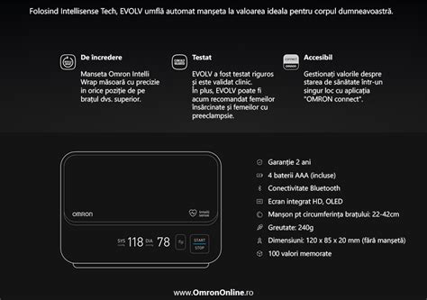 Tensiometru Omron EVOLV Digital De Brat Manseta Inteligenta 22 42 Cm Transfer Date Bluetooth