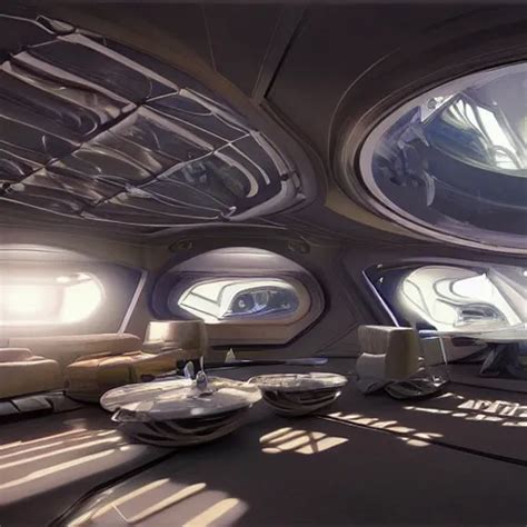 Inside Futuristic Spaceship Interior With Comand Stable Diffusion