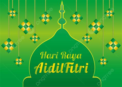 Selamat Hari Raya Aidilfitri Vector Green Background Design Hari Raya