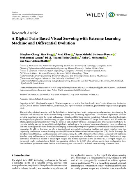 PDF A Digital Twin Based Visual Servoing With Extreme Learning