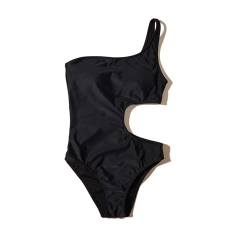 Lyst Hollister One Shoulder Cutout One Piece Swimsuit In Black