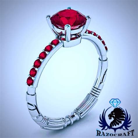 Lightsaber Ruby White Gold Engagement Ring Etsy