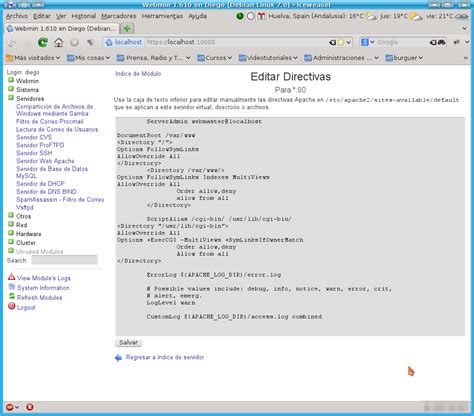 Usuariodebian Webmin Apache2 Urls Amigables