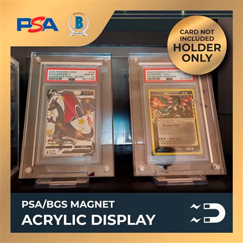 Psa Bgs Cgc Pokemon Yugioh Graded Card Slab Magnet Lock Acrylic Display