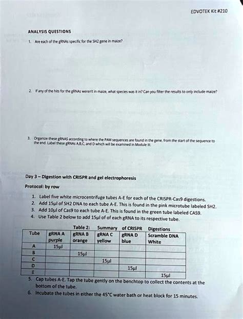 ANALYSIS QUESTIONS 1 Are Each Of The GRNAs Specific For The SH2 Gene
