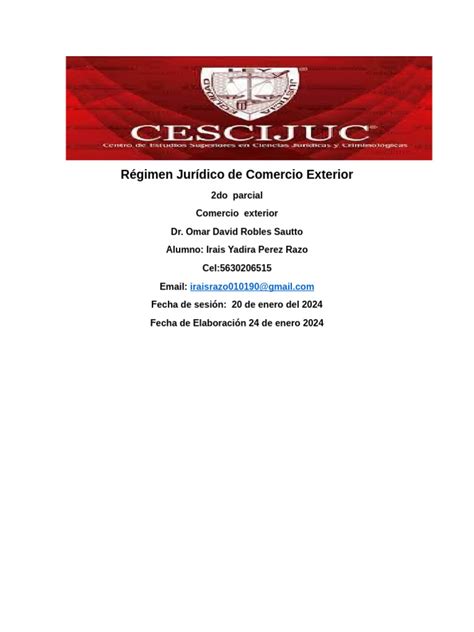 Régimen Jurídico De Comercio Exterior Ultimo Resumen Pdf
