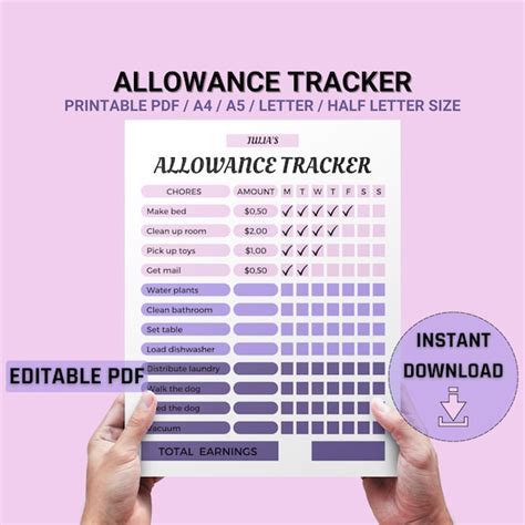 Money Chart Template Etsy