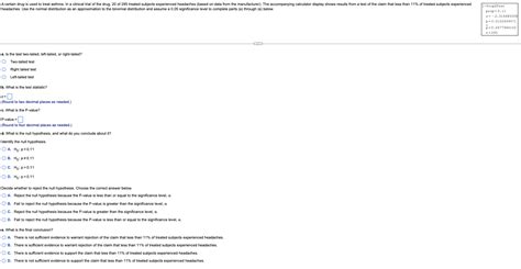 Solved A Is The Test Two Tailed Left Tailed Or Chegg Com