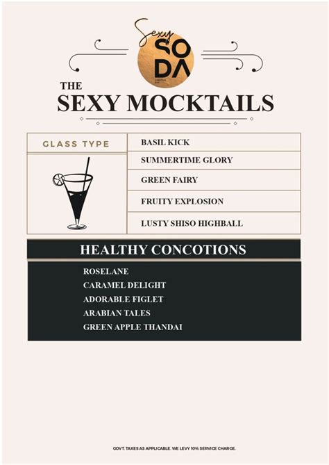 Sexy Soda Menu Menu For Sexy Soda Sector 54 Gurgaon Delhi Ncr