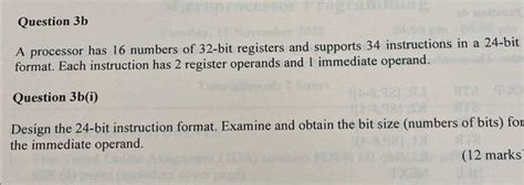 solved a processor has 16 numbers of 32 bit registers and