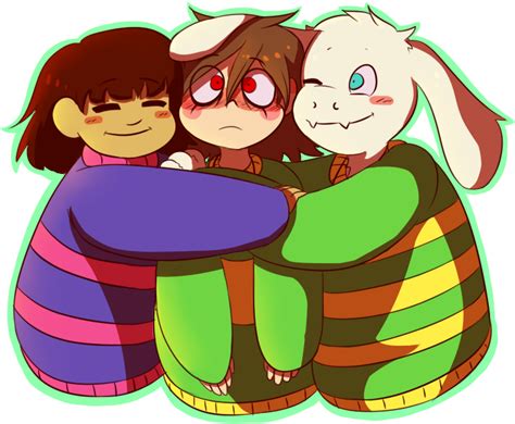 Download Son Clipart Hugging Frisk X Chara X Asriel Clipartkey