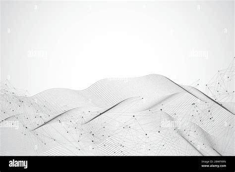 Abstract dynamic motion lines and dots background with colorful particles. Digital streaming ...