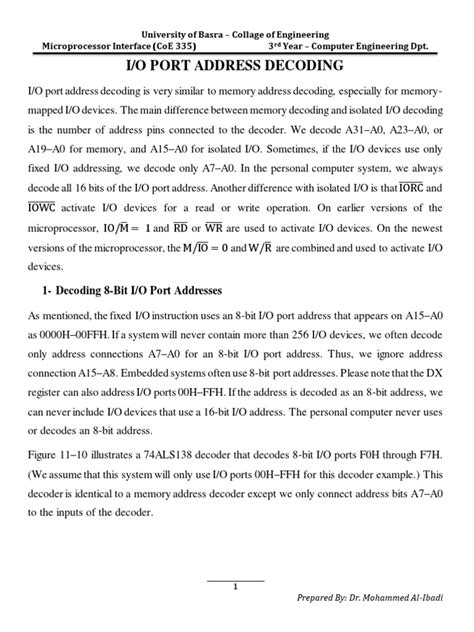 Io Port Address Decoding Pdf