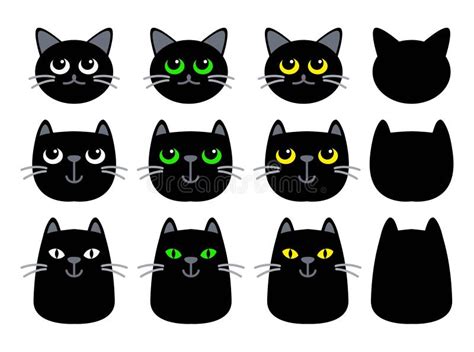Vector Cat Face Head Icon Cute Cartoon Kitty Character Stock