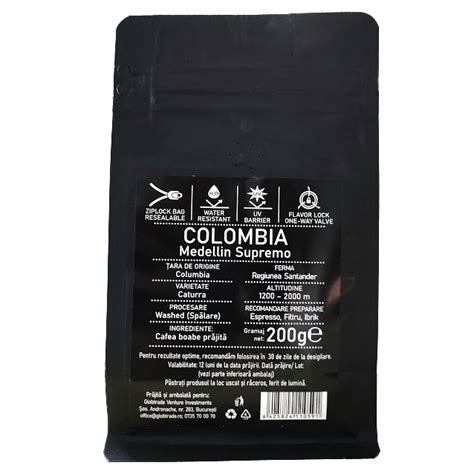 Dolce Bacio Cafea Boabe Artizanala Columbia Supremo 200g