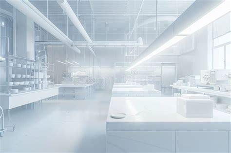 Ai Smart Food Factory In White Tones Advanced Robotics And Automation