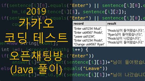 카카오 코딩 테스트 오픈채팅방 Java 풀이 Youtube
